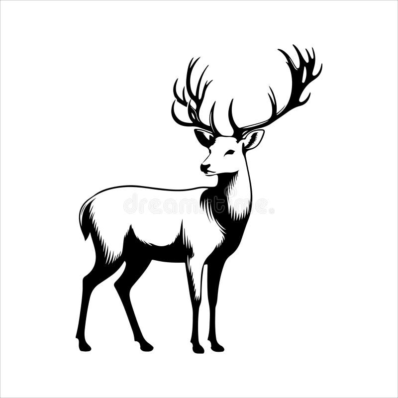 Black and White Deer Vector Illustration – Flat Design, High Contrast ...