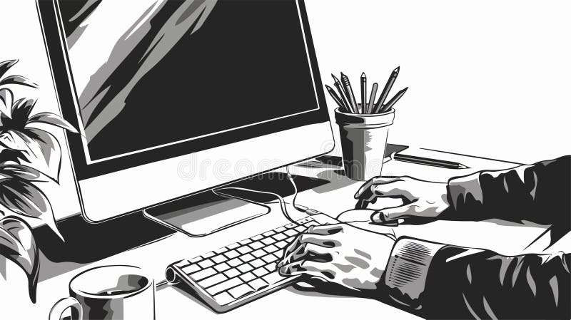 Black Hands Computer Stock Illustrations – 5,513 Black Hands Computer ...