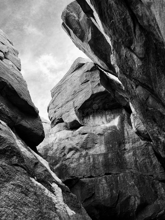 Monochrome Majesty of Okotoks Stock Image - Image of shadows, rock ...