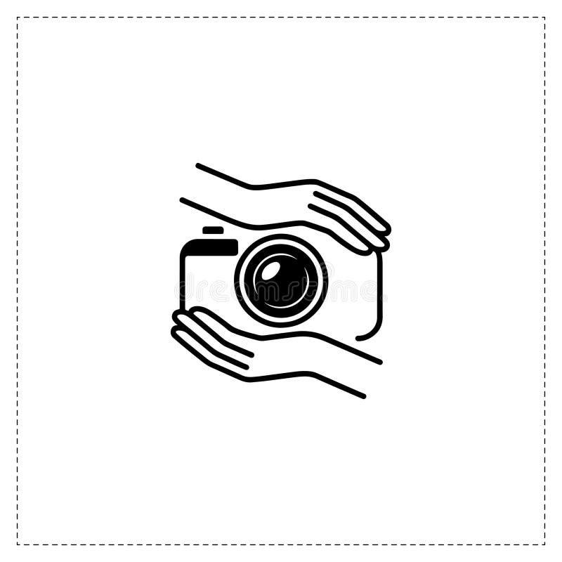 Minimalist Camera Icon Held by Hands in Black and White Design Stock ...