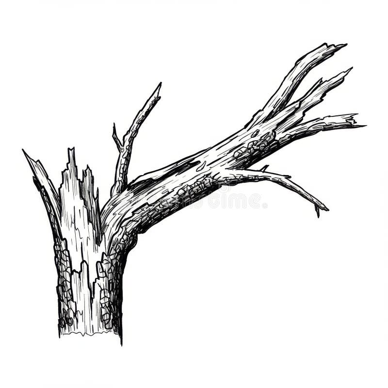 Broken Tree Isolated Silhouettes. Black Template of Destroyed Forest ...