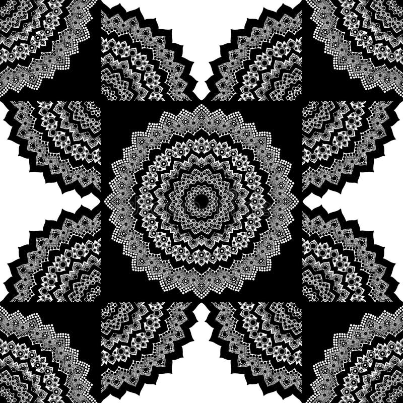 Black and White Detailed Mandala Stock Illustration - Illustration of ...