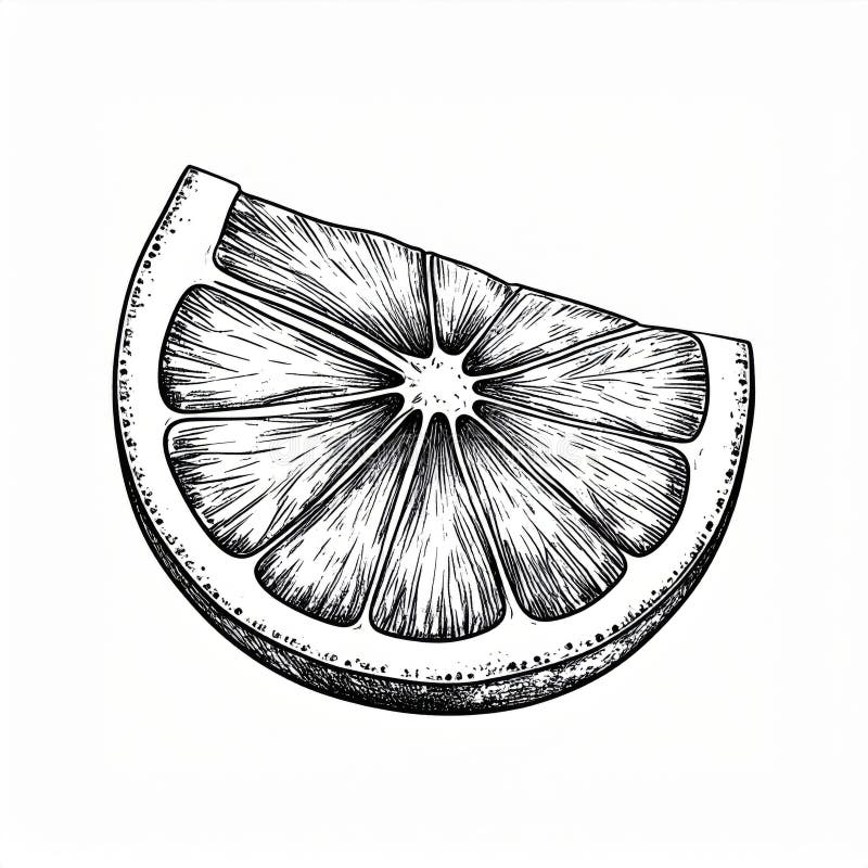 Black and White Detailed Orange Slice Illustration Stock Illustration ...