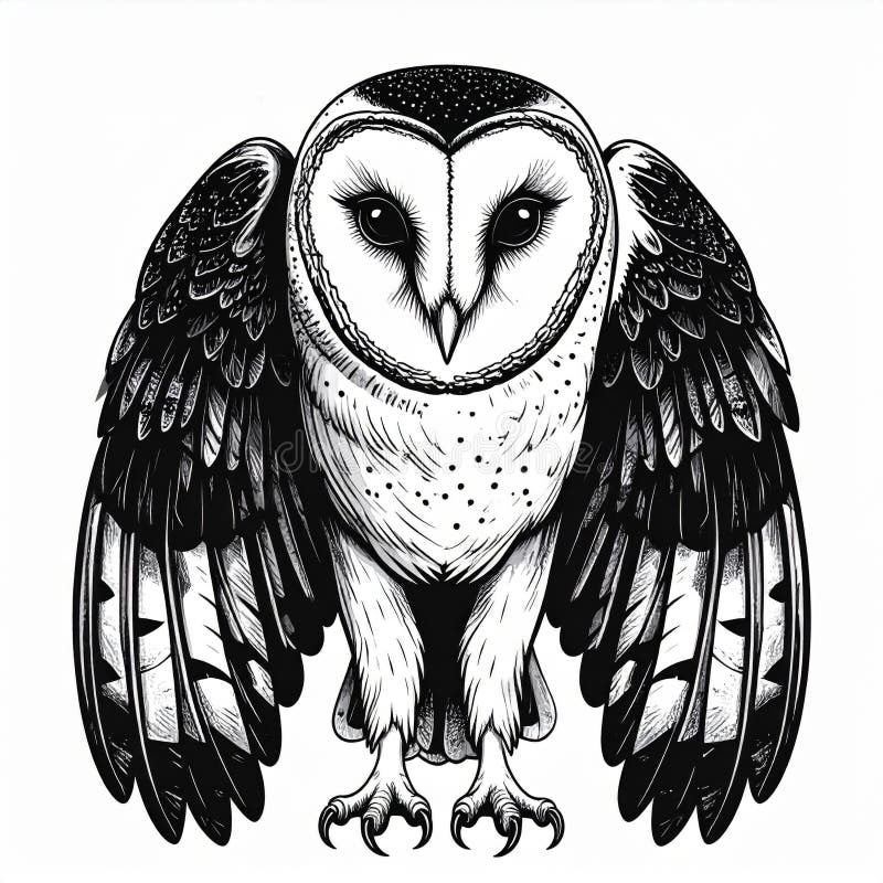 Black and White Detailed Owl Illustration Stock Illustration ...