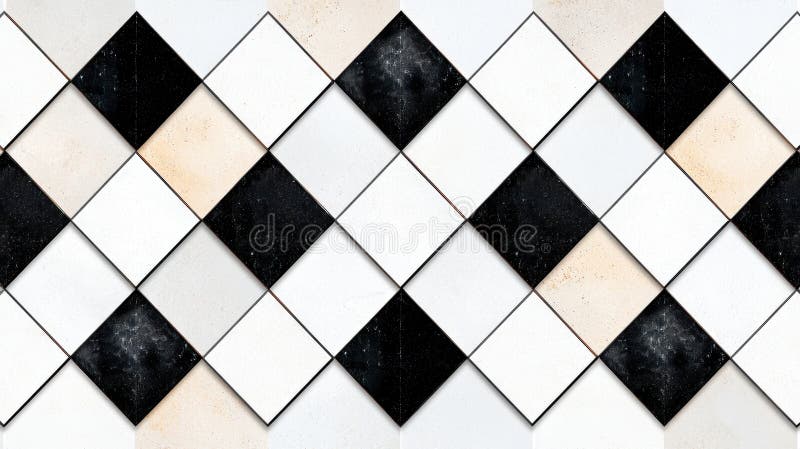 Black and White Diamond Tile Pattern Stock Illustration - Illustration ...