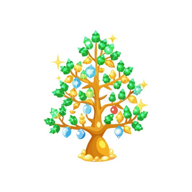 Black and White Diamond Tree Illustration, Symbol of Wealth and Luxury ...