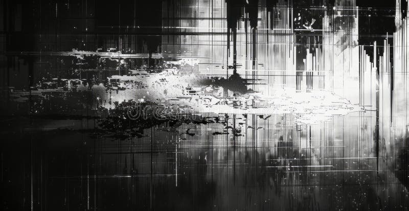 Black and White Digital Distortion Effect. Modern Abstract Glitch Art ...