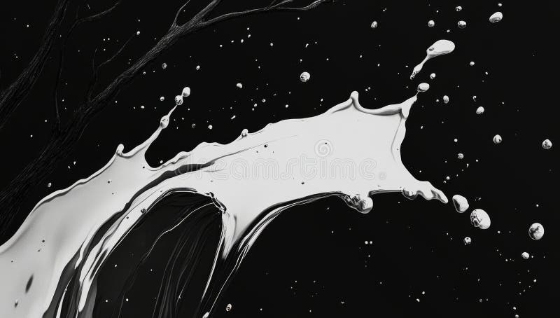 Black and White Digital Illustration of Dynamic Water Splash in ...
