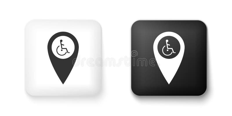 Black and White Disabled Handicap in Map Pointer Icon Isolated on White ...
