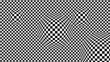Black and White Distorted Checkerboard Pattern Moves Optical Illusion ...