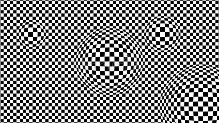 Black and White Distorted Checkerboard Pattern Moves Optical Illusion ...