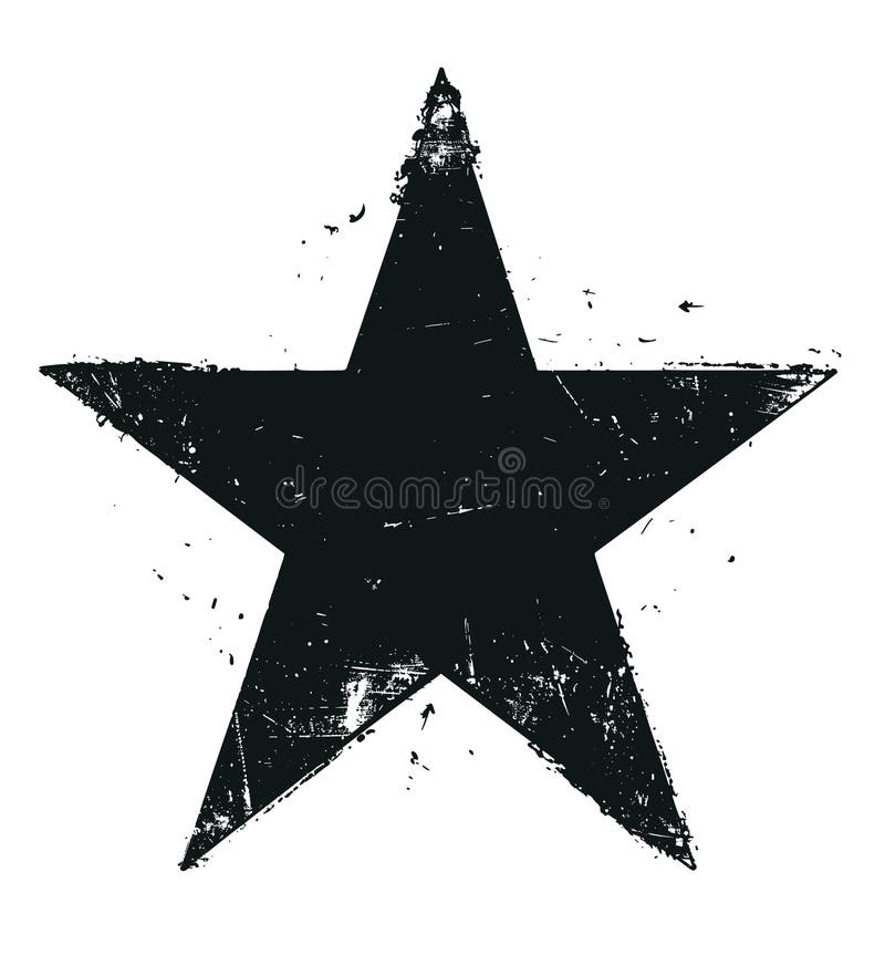 Black and White Distressed and Disintegrating Five-pointed Star with a ...