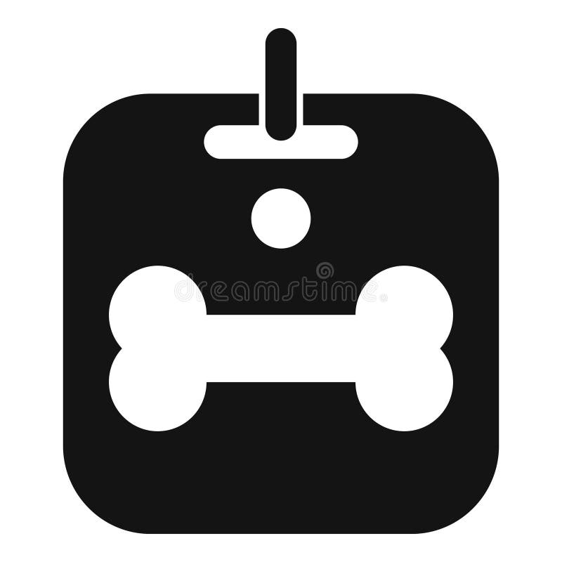 Black and White Dog Tag Icon with Bone Symbol Stock Illustration ...