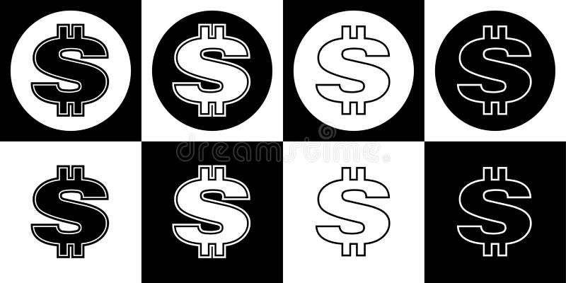 Dollar Icon Black and White Vector Illustration Stock Vector ...
