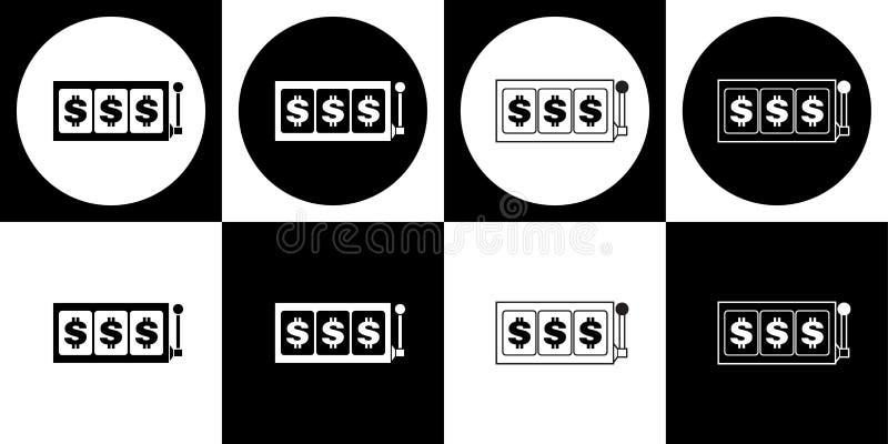 Dollar Slot Machine Icon Black and White Vector Illustration Stock ...