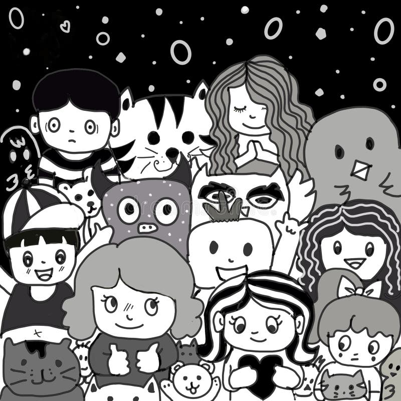 Black and White Doodle Art Drawing Stock Illustration - Illustration of ...