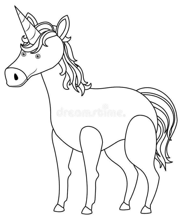 Set of Simple Unicorn Outline with Rainbow Color Stock Vector ...