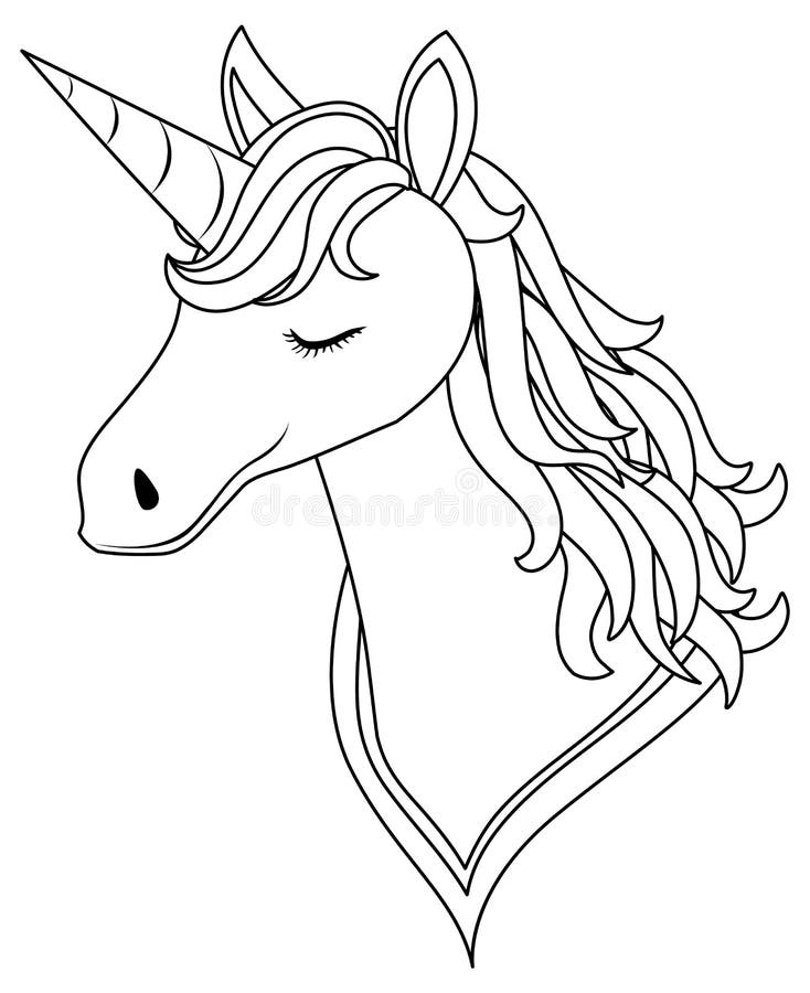 Set of Simple Unicorn Outline with Rainbow Color Stock Vector ...