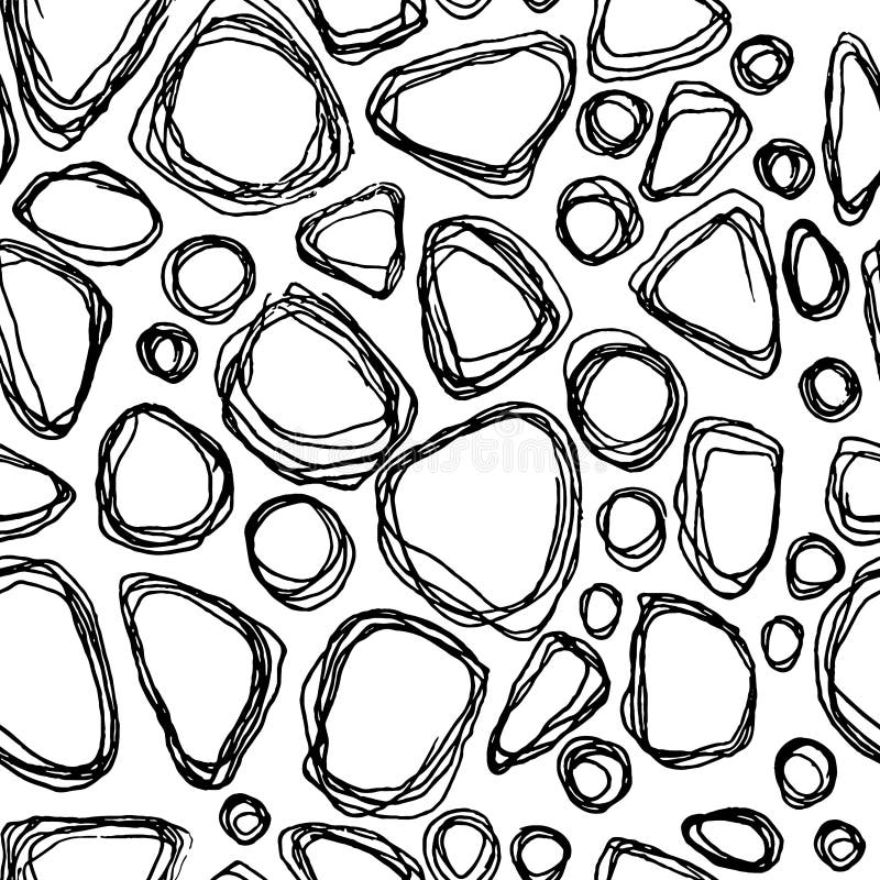 Black and White Doodle Handdrawn Sketch Seamless Pattern. Vector ...