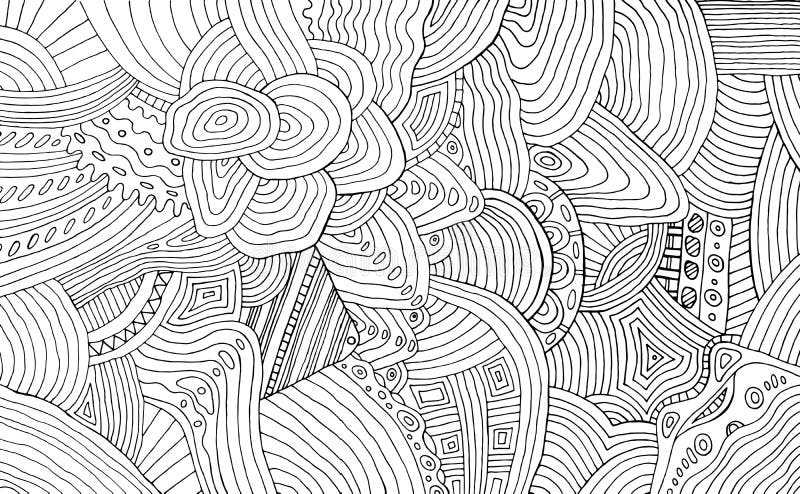 Black and White Doodle Stripe Pattern. Coloring Page with Outline ...