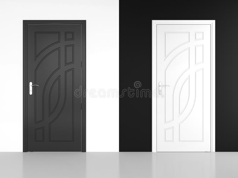 Black and white door stock illustration. Illustration of doorknob ...