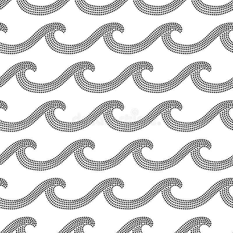 Black and White Doted Ocean Waves Seamless Pattern, Vector Stock Vector ... Black and White Doted Ocean Waves Seamless Pattern, Vector Stock Vector ...