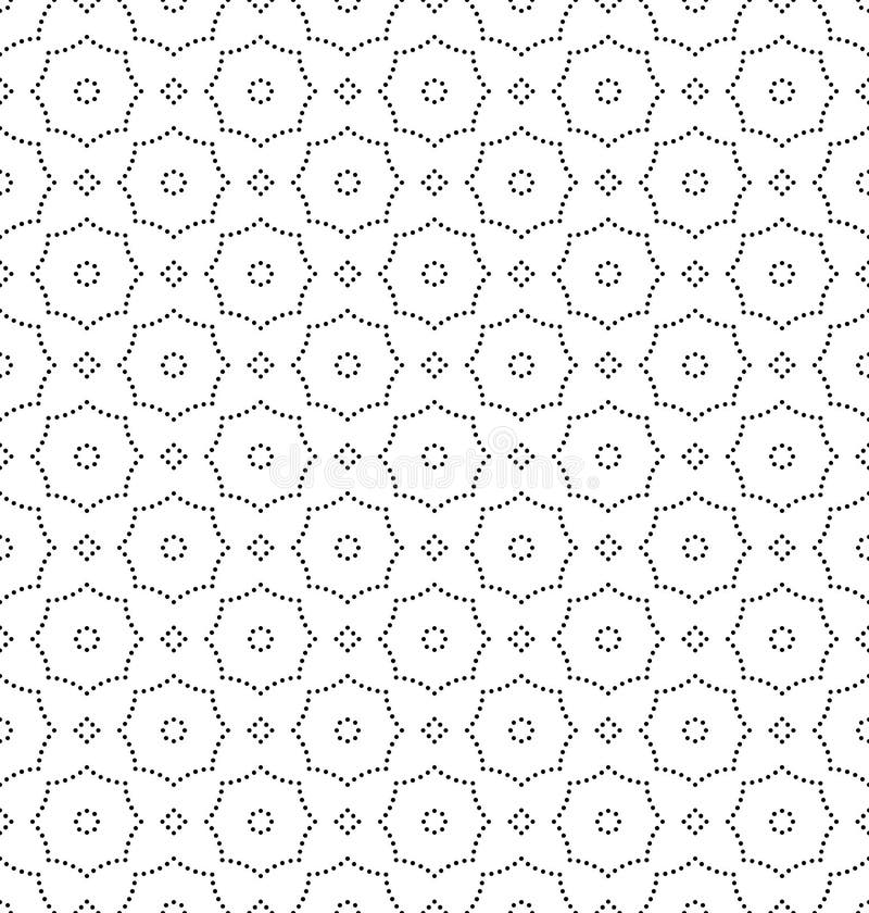 Black on White Dotted Line Hexagonal Molecular Pattern Seamless Repeat ...