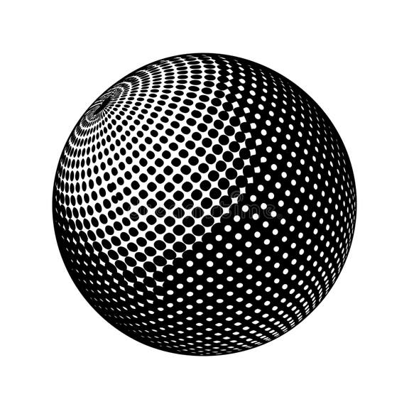 Black and White Dotted Sphere. Halftone Dotted Sphere Isolated on White ...