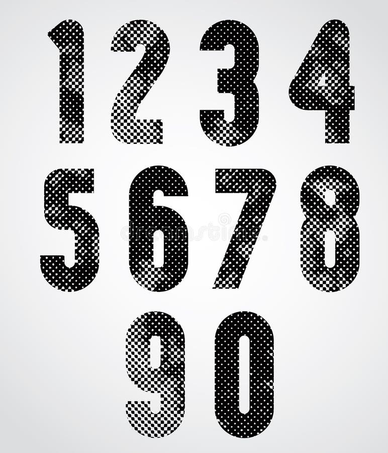 Black and White Dotty Decorative Numbers. Stock Vector - Illustration ...