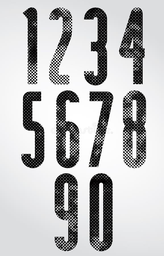 Black and White Dotty Graphic Narrow Numbers. Stock Vector ...