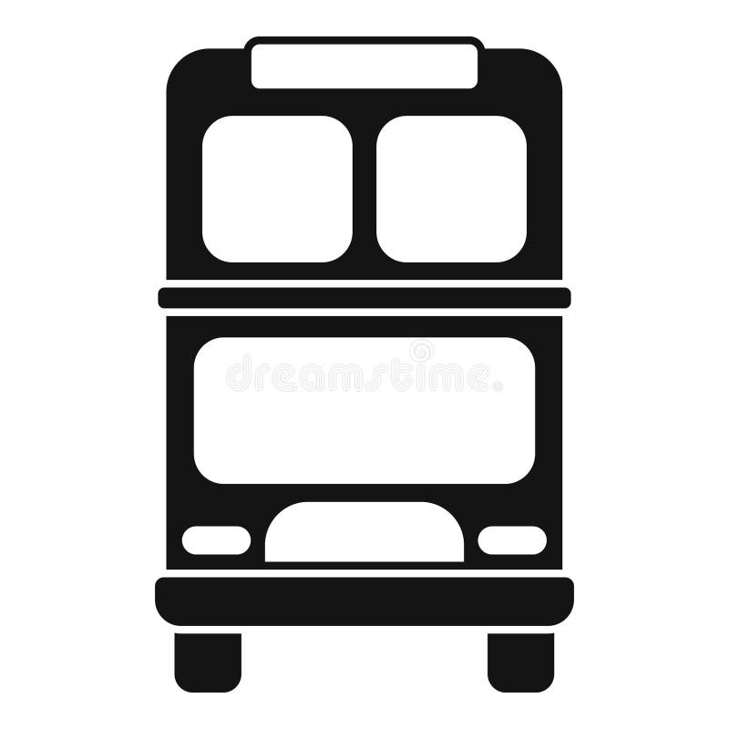 Black and White Double Decker Bus Front View Icon Stock Illustration - Illustration of city ...