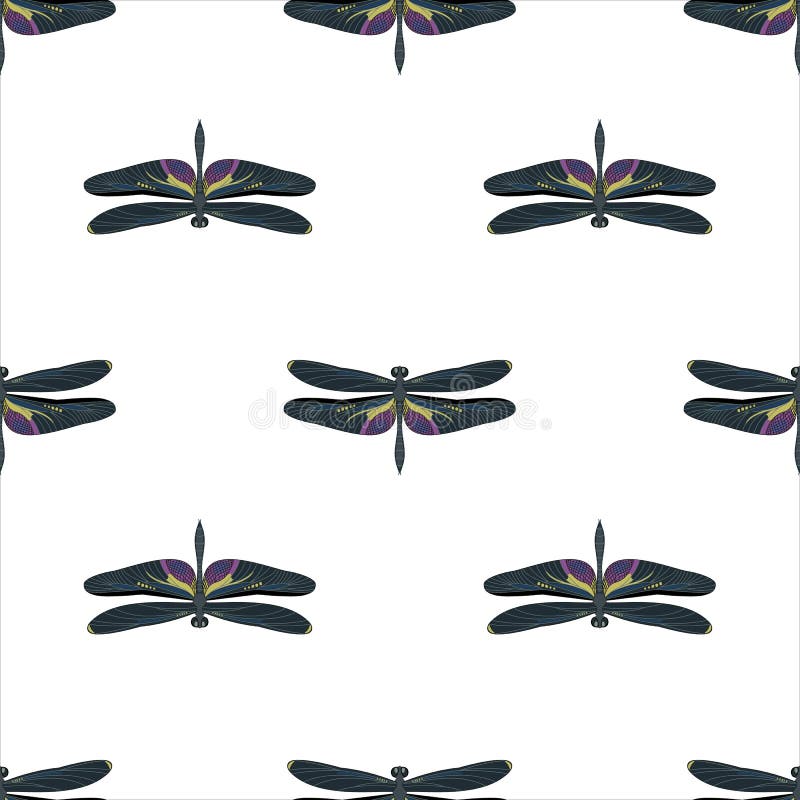 Dragonfly Seamless Pattern. Vector Stock Illustration - Illustration of pattern, template: 87333514