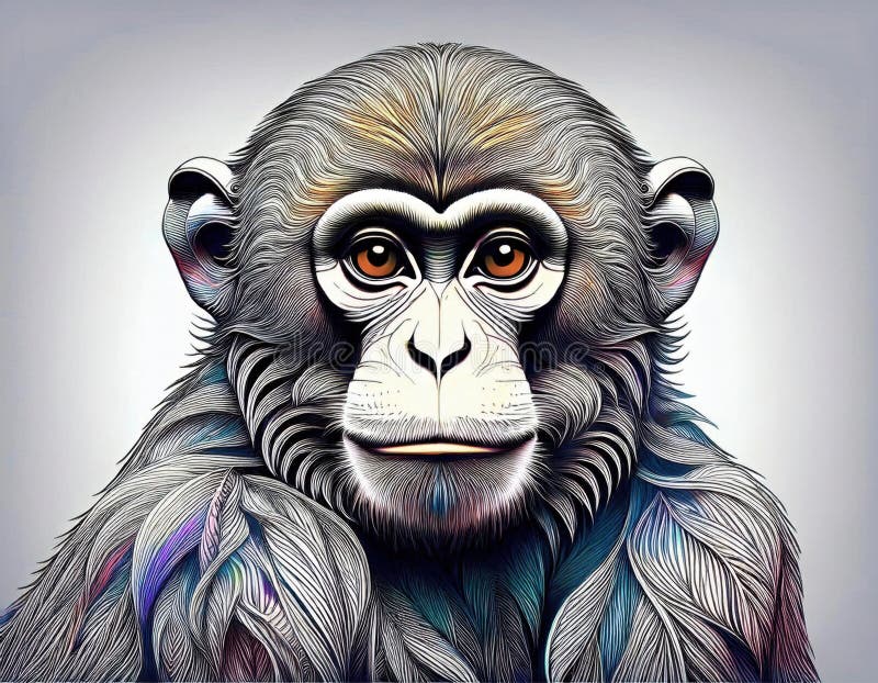 Black and White Drawing of an Ape Stock Illustration - Illustration of ...