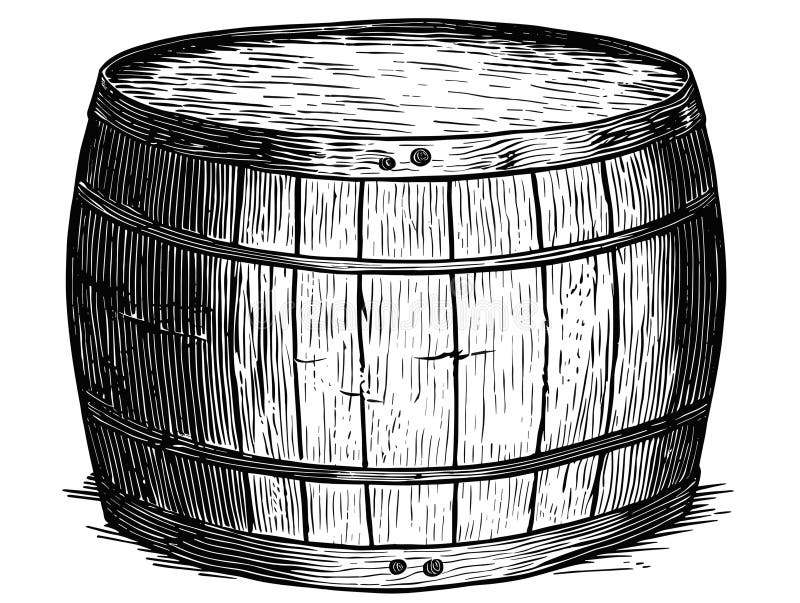 A Black and White Drawing of a Barrel - Woodcut of a Beer Barrel Stock ...