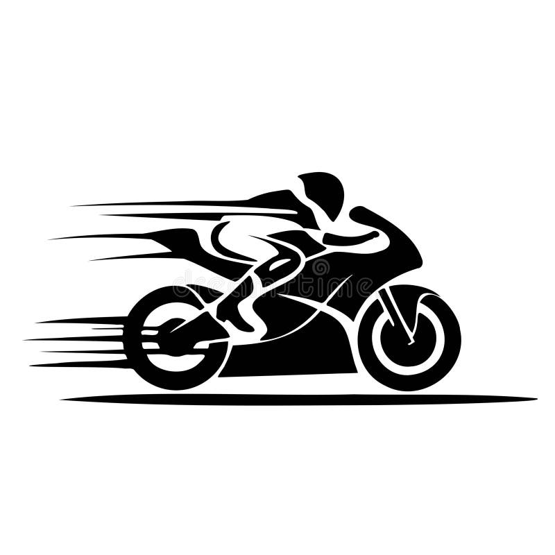 Black and White Drawing of a Biker on a Motorcycle Stock Vector ...
