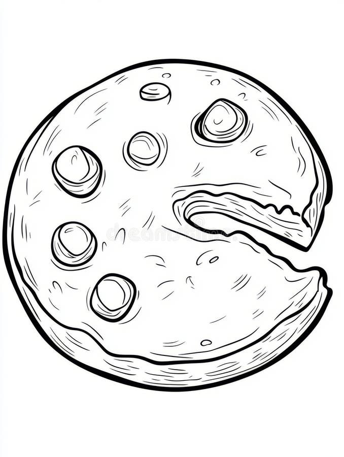 A Black and White Drawing of a Bitten Cookie. Stock Illustration ...