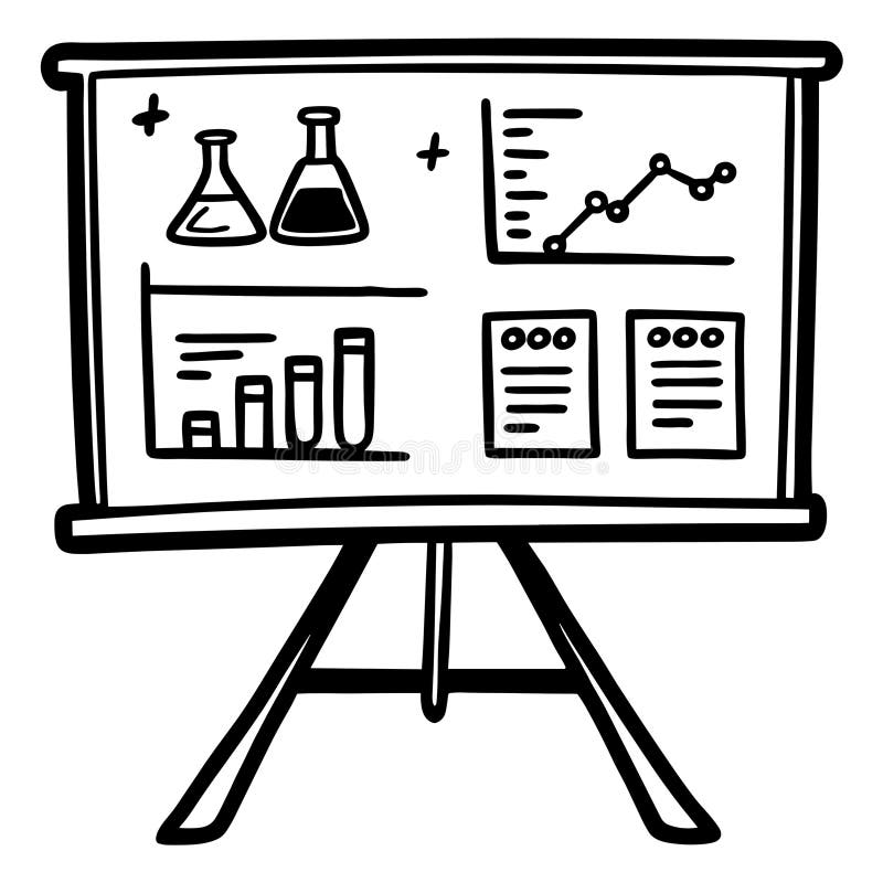 A Black and White Drawing of a White Board with a Black Marker Stock ...