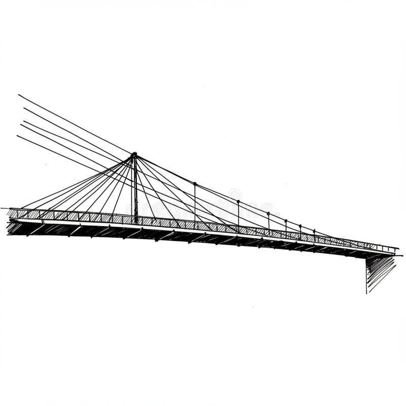 Cable Stayed Bridge Drawing Stock Illustrations – 236 Cable Stayed ...