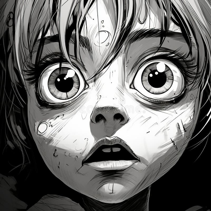 Eerie Manga-style Illustration of Girl S Eyes: a Haunting Artwork Stock ...