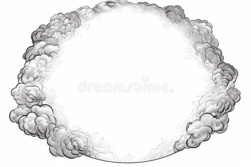A Black and White Drawing of a Cloud in the Shape of a Circle Stock ...