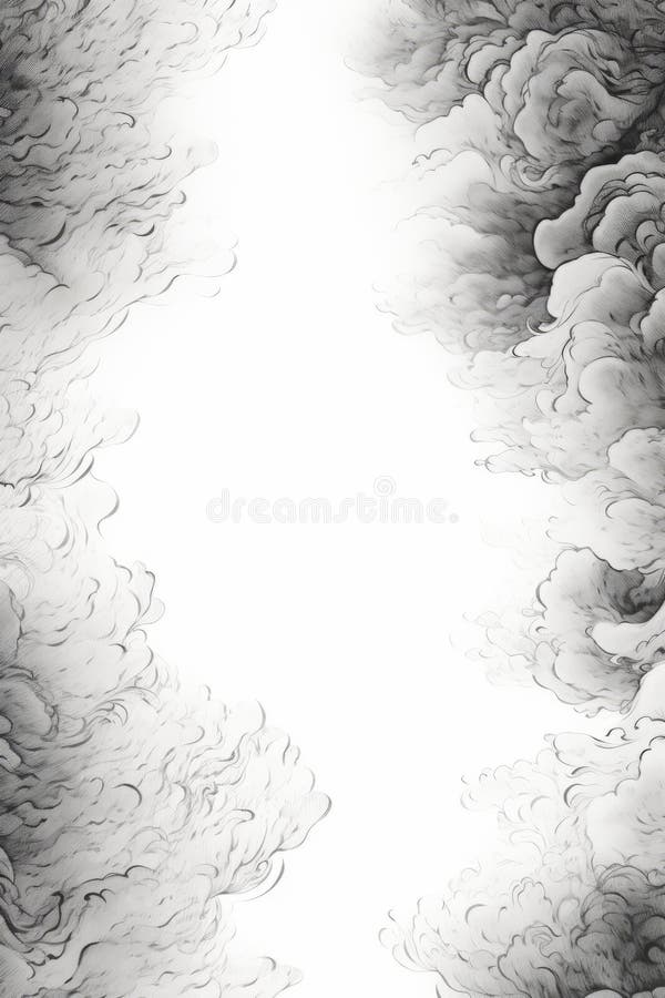 A Black and White Drawing of Clouds in the Sky Stock Illustration ...