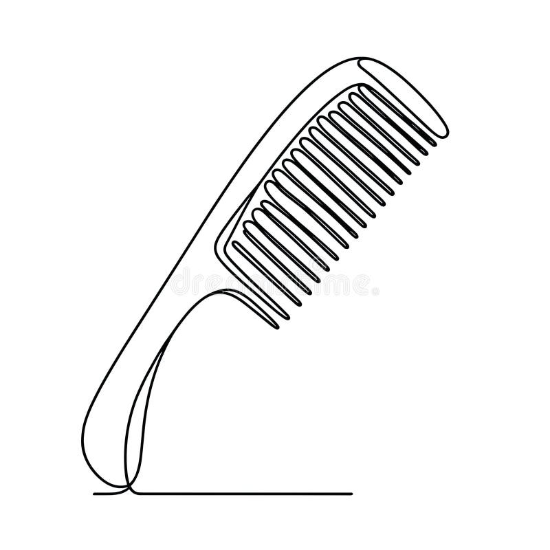 A Black and White Drawing of a Comb with a White Handle Stock ...