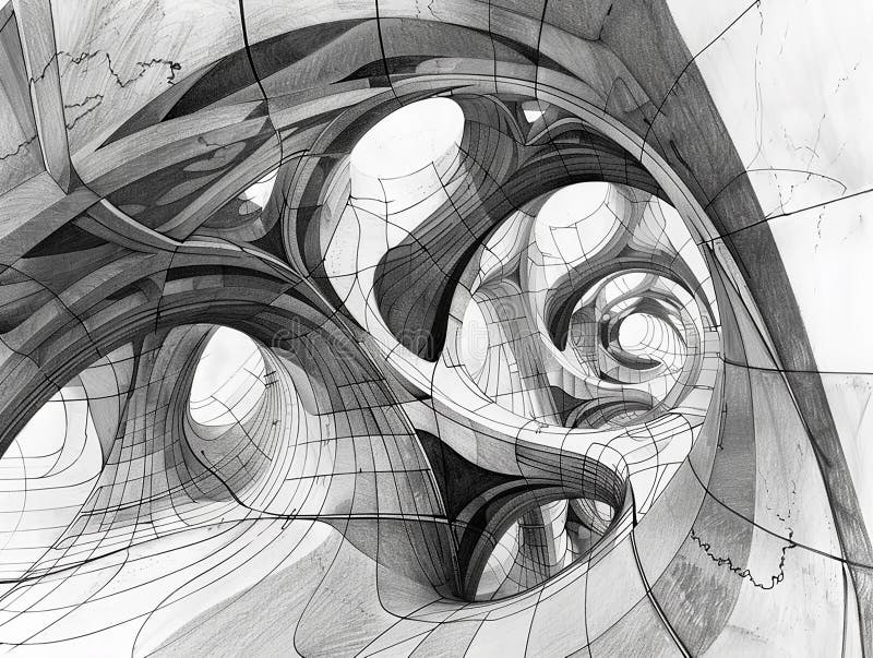 Abstract Monochrome Structure Stock Illustration - Illustration of ...