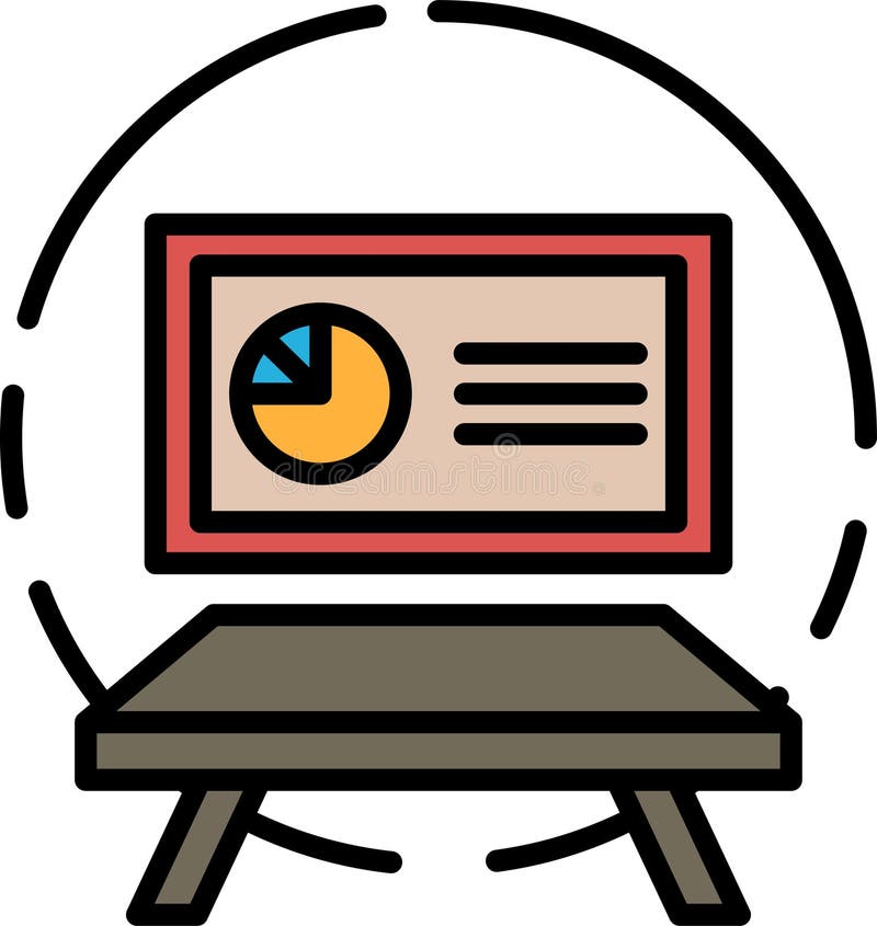 A Black and White Drawing of a Computer Monitor with a Pie Chart on it ...