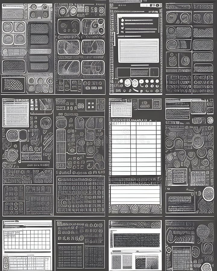 A Black and White Drawing of a Computer Screen with a Number of Buttons ...