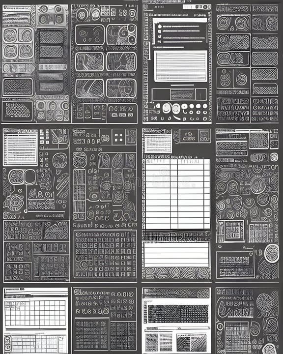 A Black and White Drawing of a Computer Screen with a Number of Buttons ...