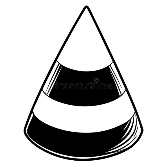 A Black and White Drawing of a Cone with a White Stripe Stock Image ...