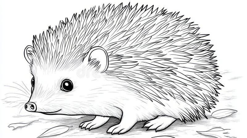 Black White Drawing Cute Hedgehog Spiky Fur Stock Photos - Free ...