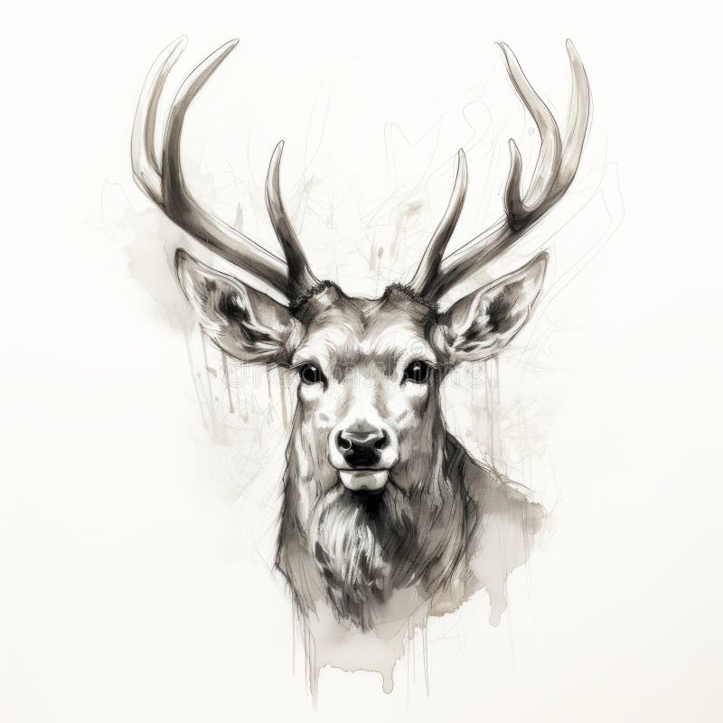 Elegant Deer Head Sketch in Uhd Style with Layered Composition Stock ...