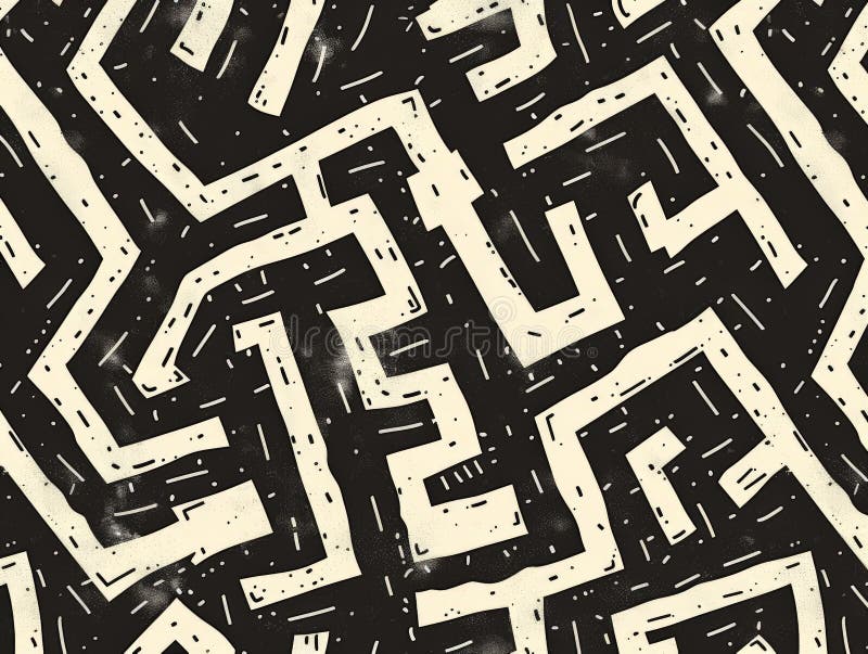 Intricate Black and White Maze Drawing Stock Illustration ...